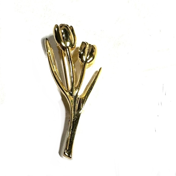 Jewelry | Gold Tone Tulip Flower Brooch Graceful Shape Spring Sweet ...